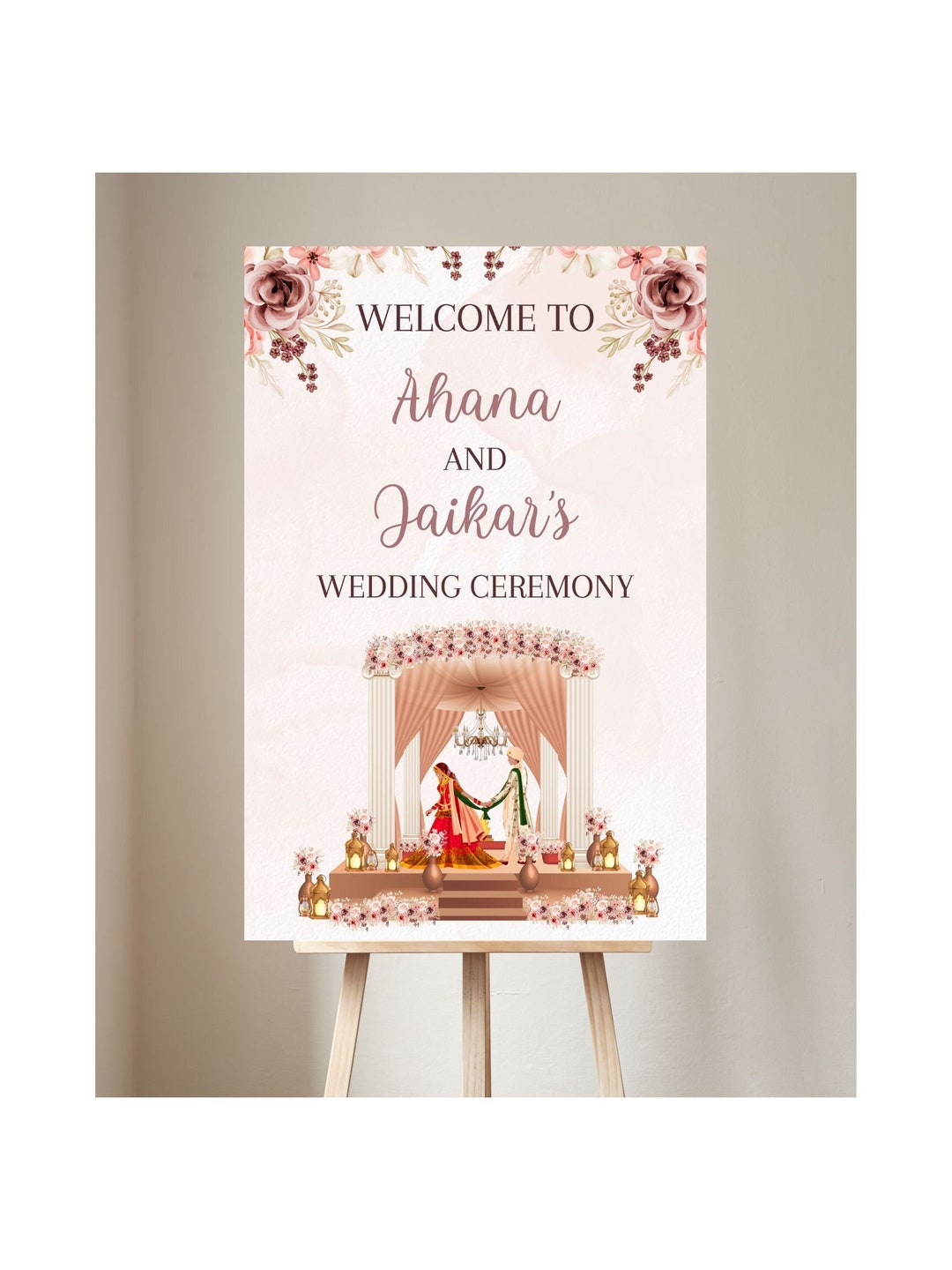 Indian Wedding Welcome Board as Hindu Welcome Signage, Mandap Wedding ...