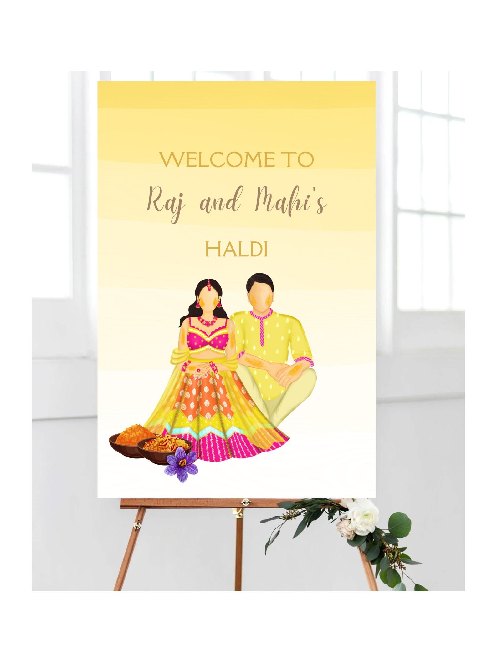 Haldi Sign, Indian Portrait Haldi Decor Entry Sign Board, Haldi ...