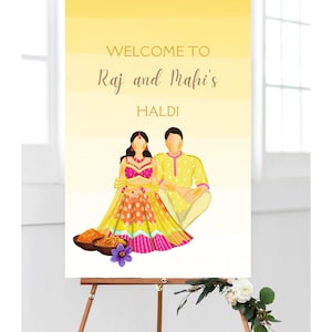 Haldi Sign, Indian Portrait Haldi Decor Entry Sign Board, Haldi ...