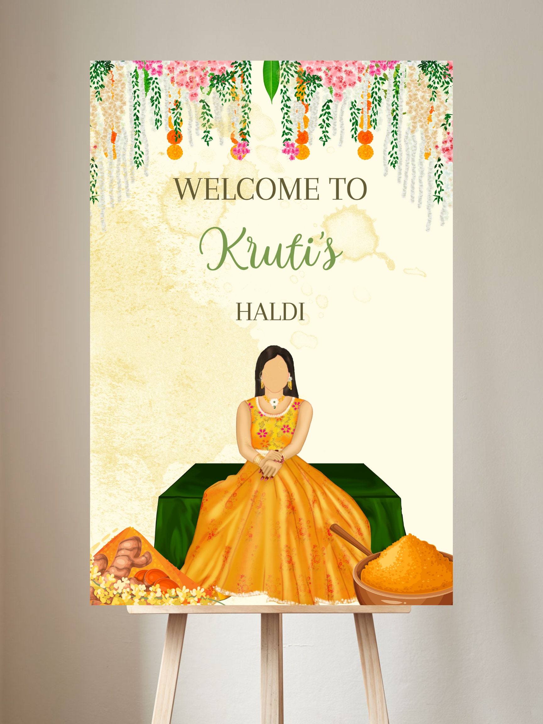 Haldi Signs Mehndi Welcome Signs & Haldi Decor Sign Umbrella - Etsy
