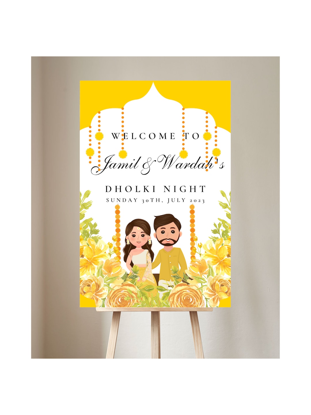 Dholki Signs, Mehndi Welcome Signs & Dholki Decor Sign Floral, Mehndi ...