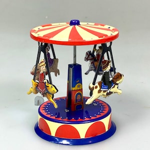 Animal Carousel.vintage Wind up Tin Toy Retro Collectible Carousel ...