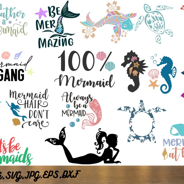 Mermaid Monogram Svg Etsy
