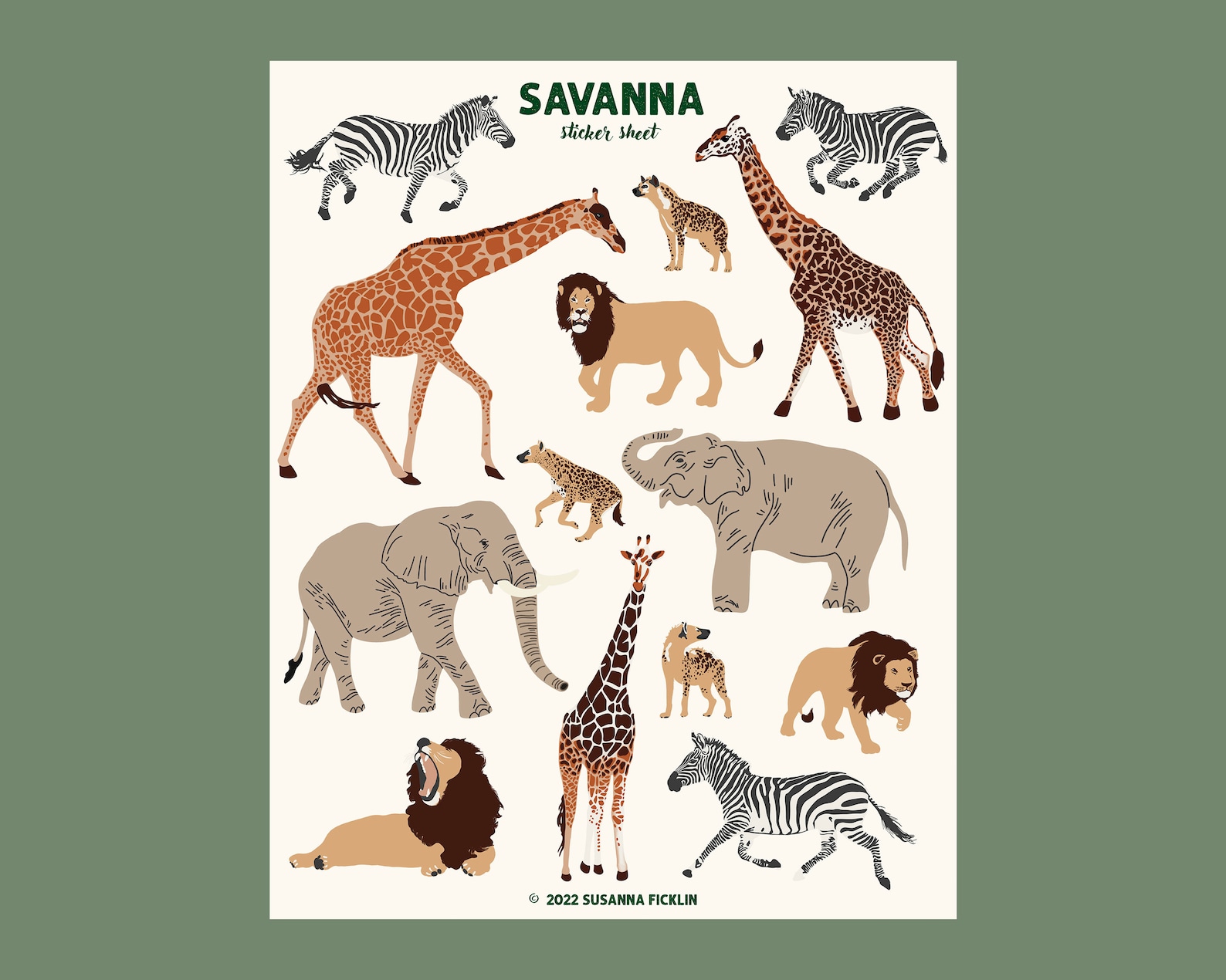 Savanna Sticker Sheet Animals Vinyl Weatherproof Indoor or - Etsy