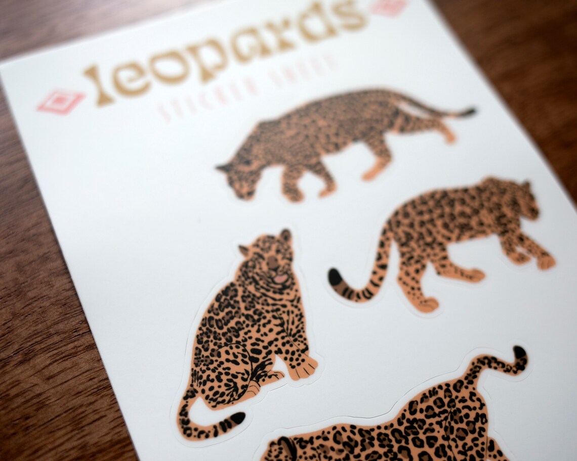 Leopards Sticker Sheet Vinyl Weatherproof Indoor or Outdoor - Etsy