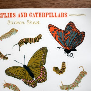 Butterflies and Caterpillars Sticker Sheet, Vinyl, Weatherproof, Indoor ...