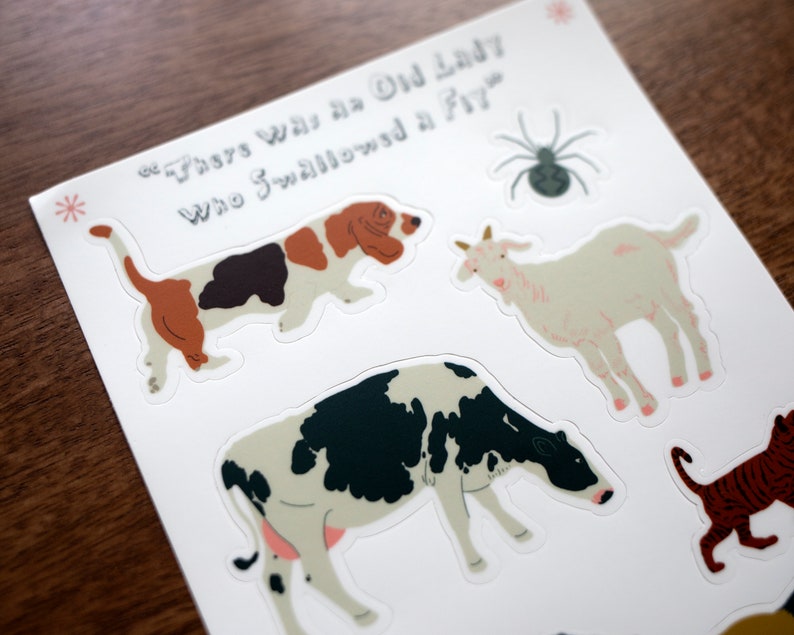 There Was an Old Lady Who Swallowed a Fly Sticker Sheet, Vinyl ...