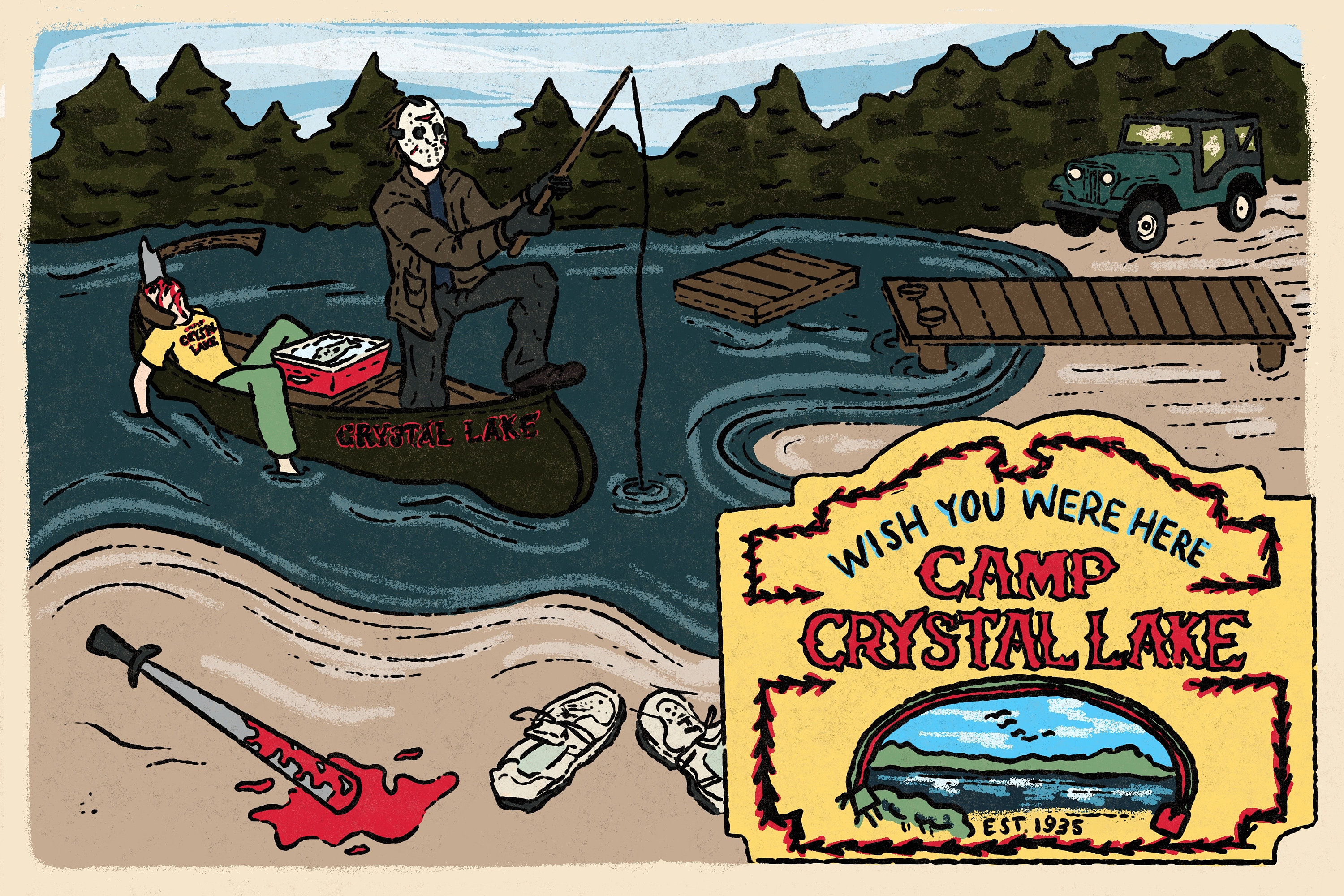 Friday the 13th Print, Jason Voorhees, Camp Crystal Lake, Digital ...