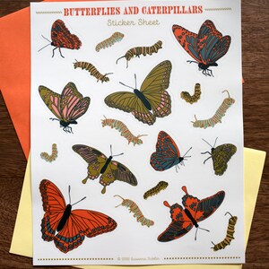 Butterflies and Caterpillars Sticker Sheet, Vinyl, Weatherproof, Indoor ...