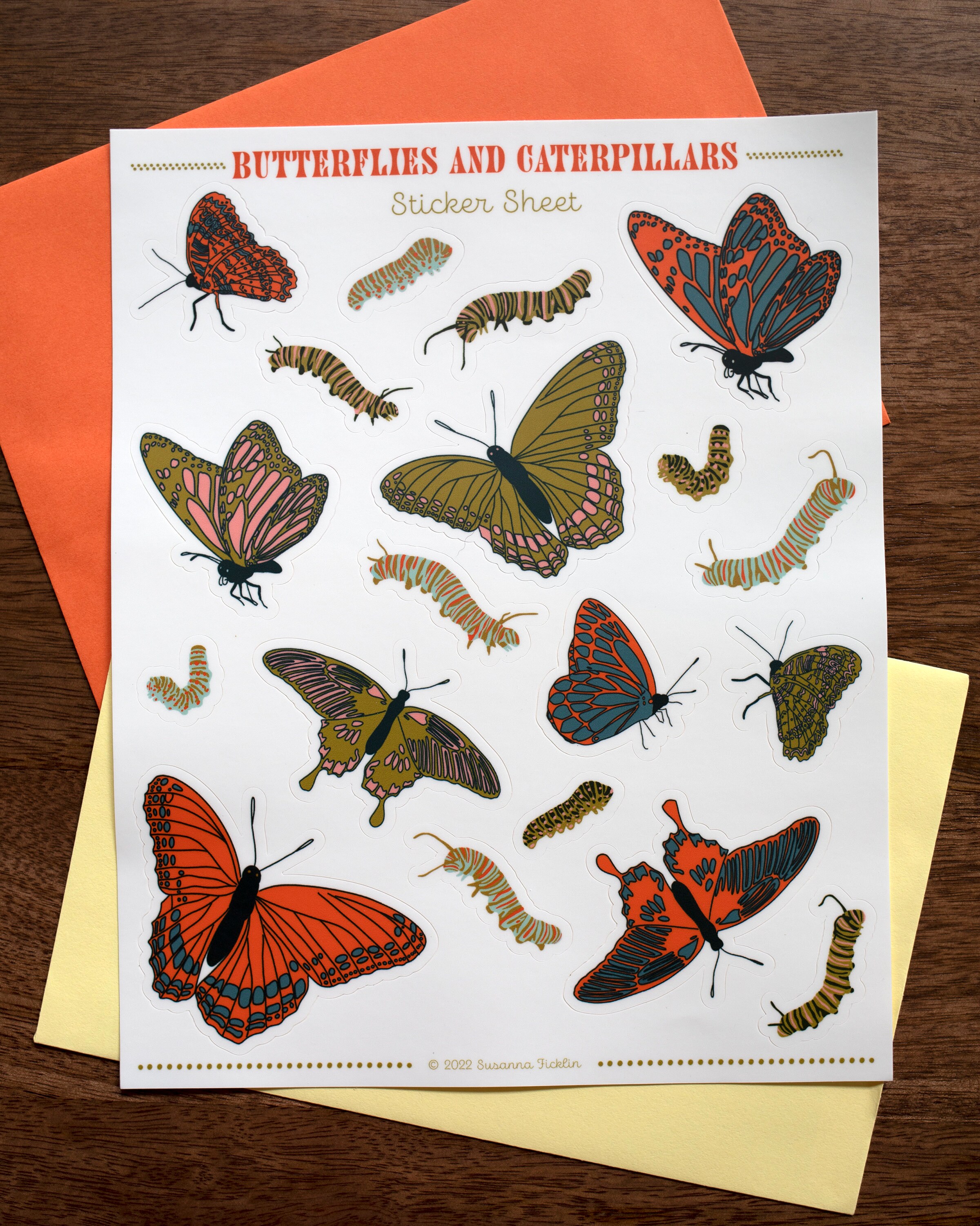 Butterflies and Caterpillars Sticker Sheet Vinyl - Etsy