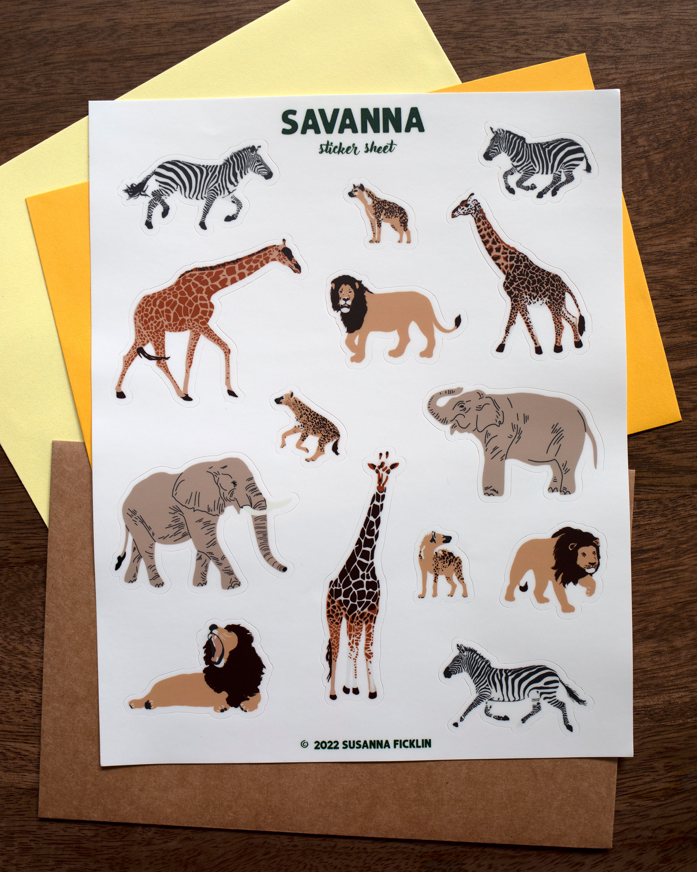 Savanna Sticker Sheet Animals Vinyl Weatherproof Indoor or - Etsy