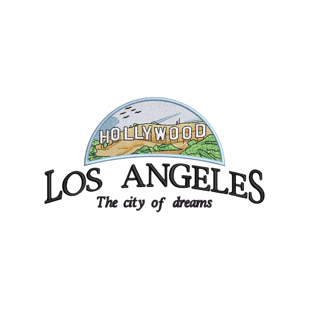 Los Angeles Machine Embroidery Design, California State, USA, America ...