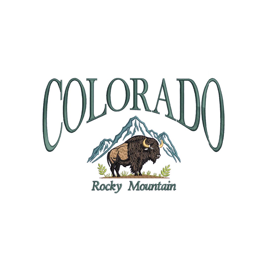Colorado Rocky Mountain Embroidery Design: Bison, USA, Machine ...