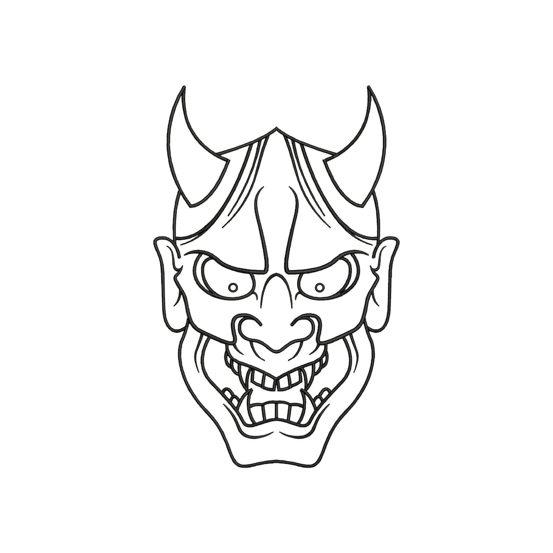 Demon Mask Embroidery Designs, Oni Mask Embroidery Files, Japanese Mask ...