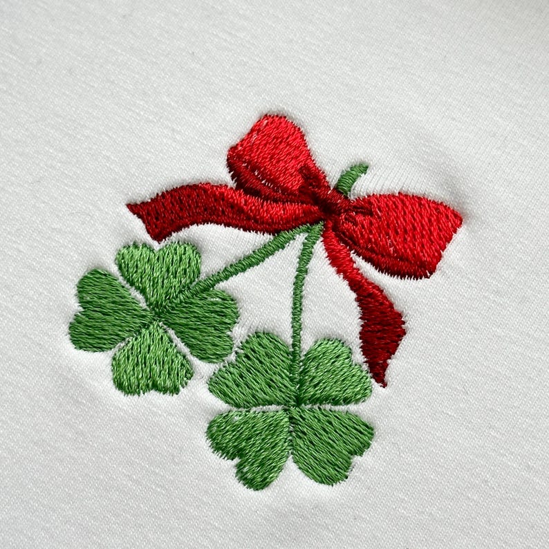 Bow Four Leaf Clover With Bow Embroidery Design, St Patricks Day ...