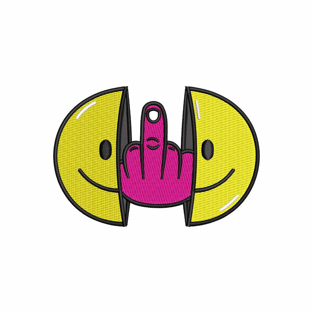 Middle Finger Smiley Face Machine Embroidery Designs, Embroidery ...