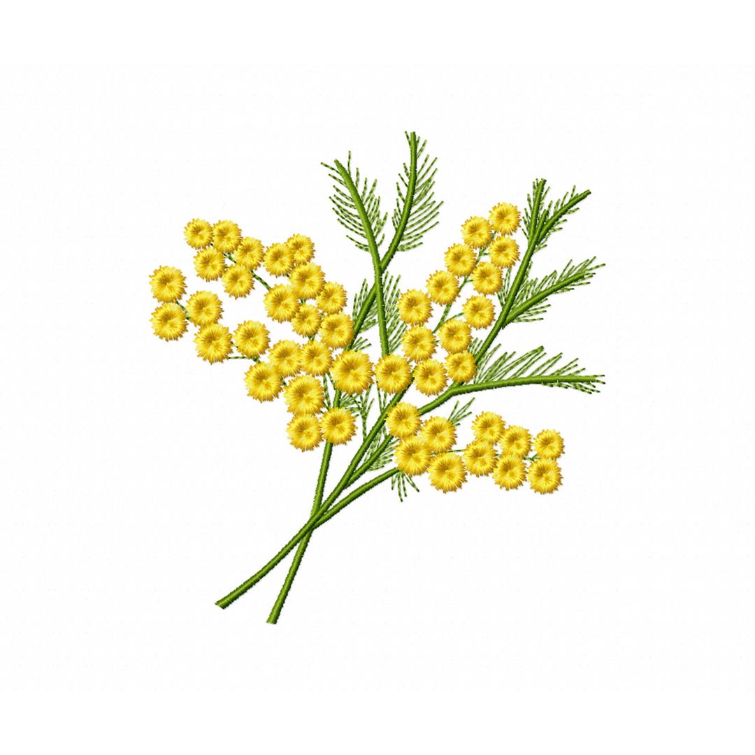 Mimosa Machine Embroidery Designs, Flower Embroidery Design, Botanical ...