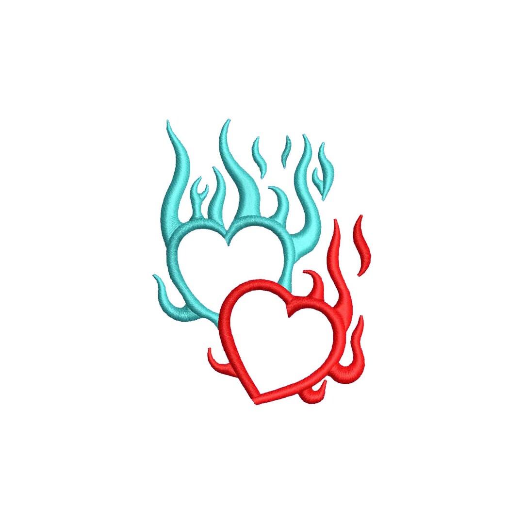 Mini Heart With Flames Embroidery Designs, Cute Valentine Baby Girl ...