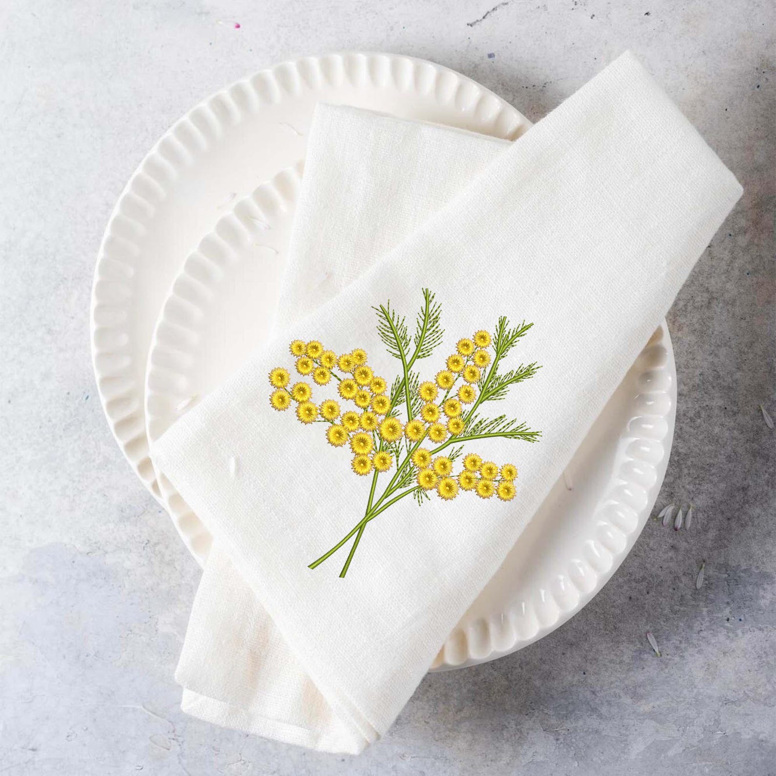 Mimosa Machine Embroidery Designs, Flower Embroidery Design, Botanical ...