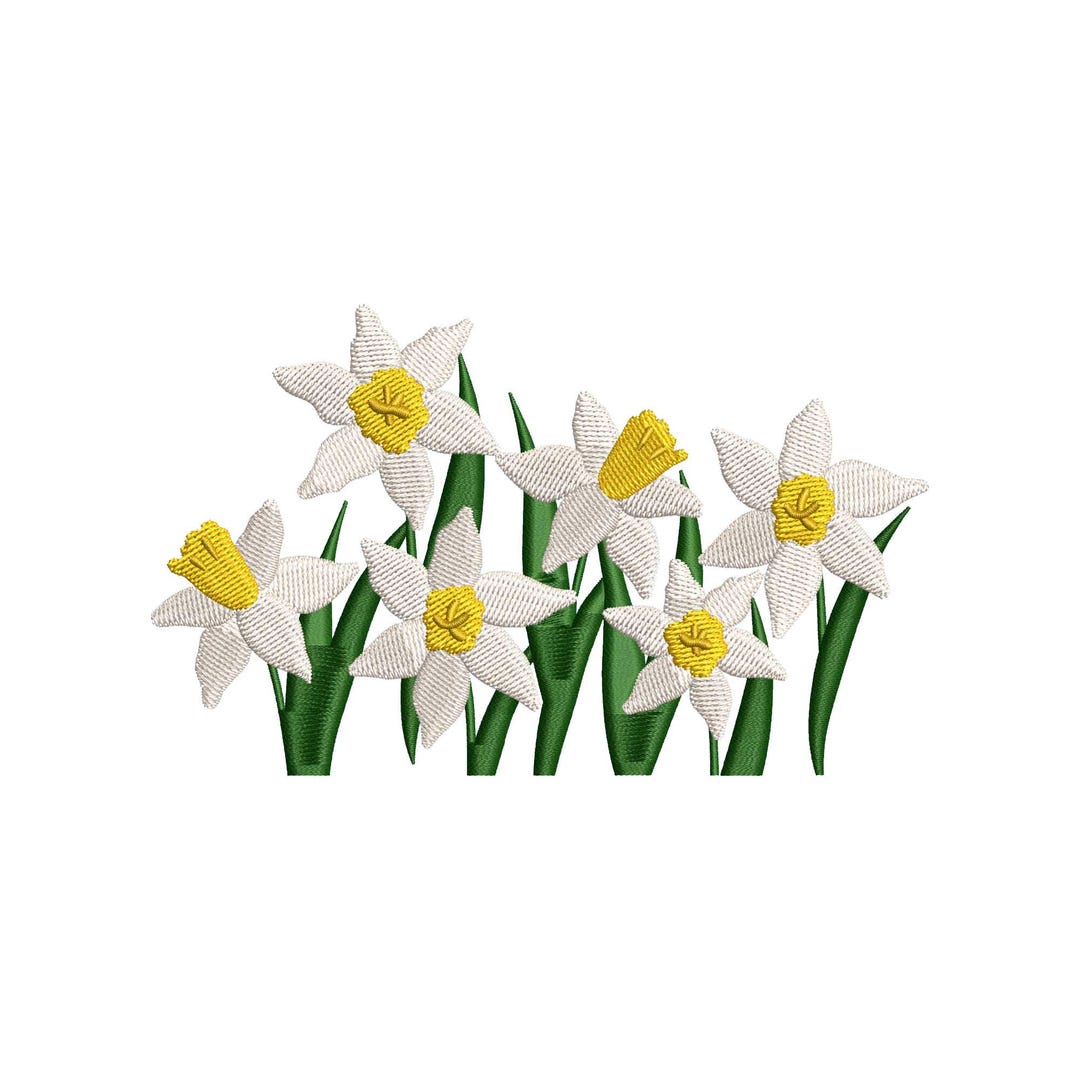 Daffodil Embroidery Design, Narcissus Flower Embroidery Design, Floral ...