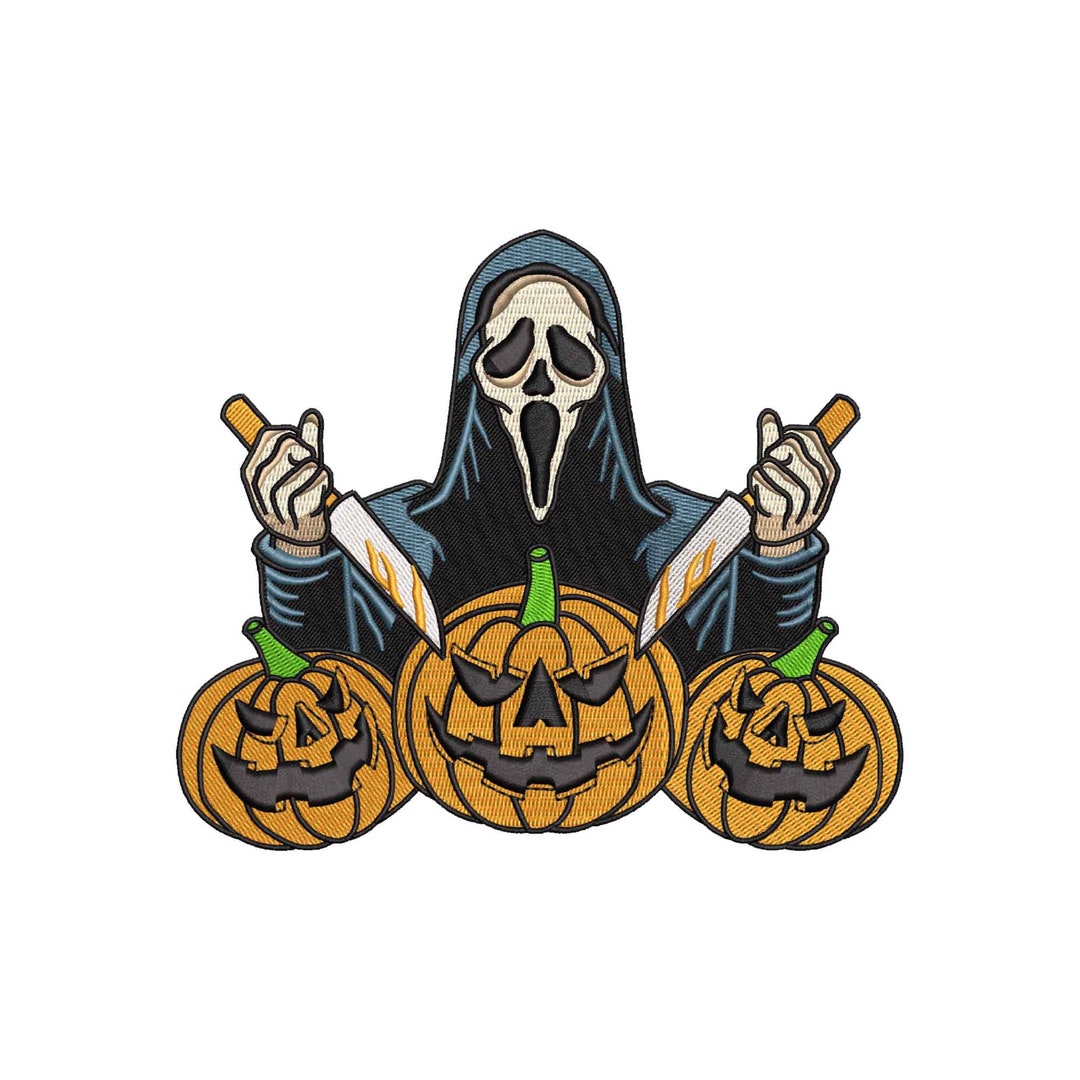 Ghostface With Pumpkins Machine Embroidery Design - Etsy