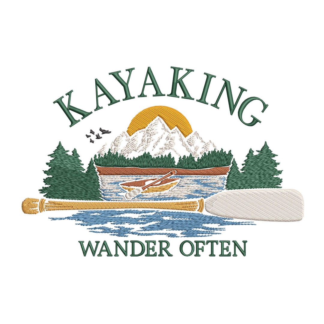 Kayaking Mountains Machine Embroidery Designs, National Park ...