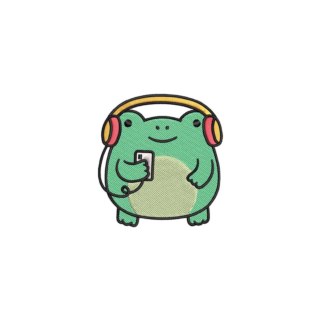 Mini Frog With Headphones Embroidery Design, Embroidery Pattern ...