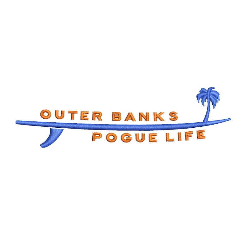 Pogue Life Embroidery Design: Outer Banks Surfboard Pattern (digital ...