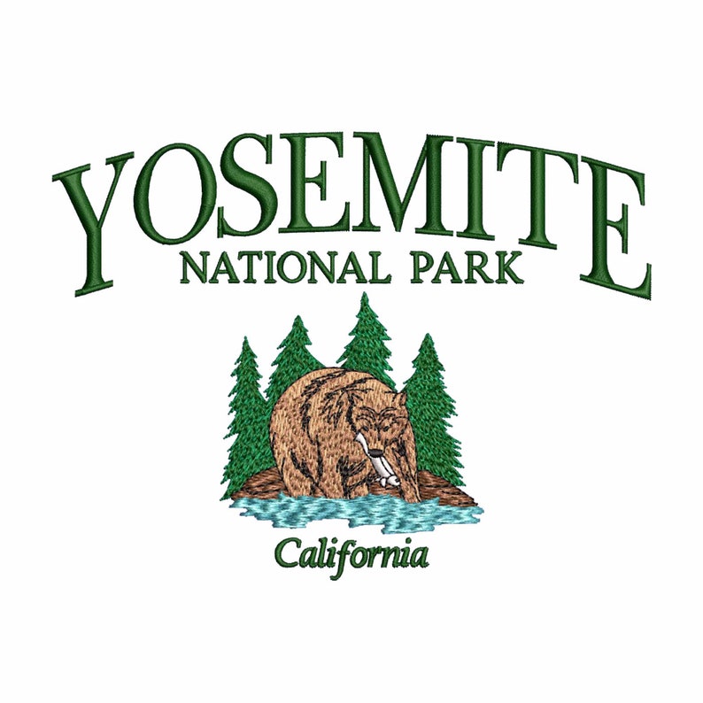 Yosemite National Park Embroidery Design: California Bear (digital ...