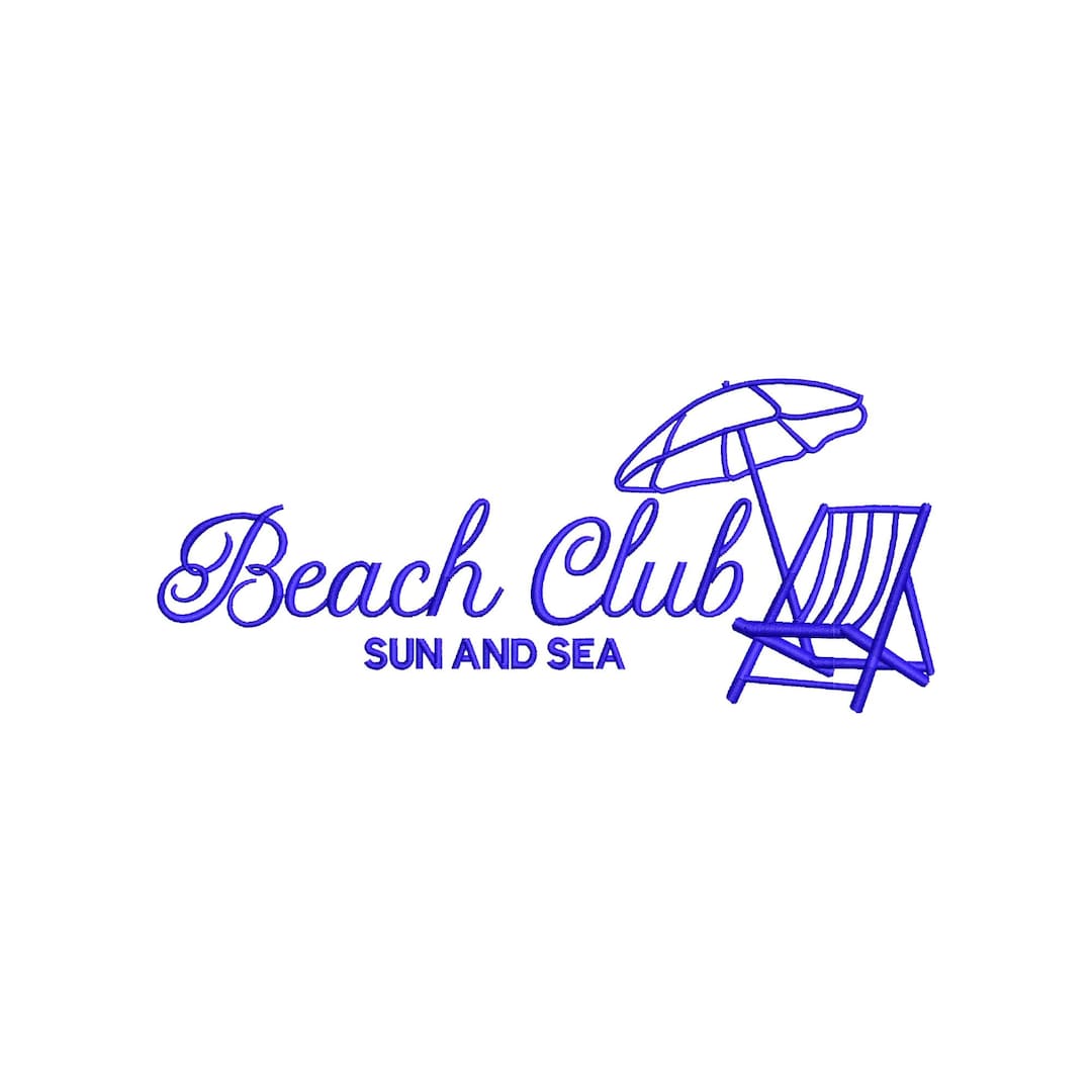 Beach Embroidery Designs, Sun Umbrella and Beach Chair, Machine ...