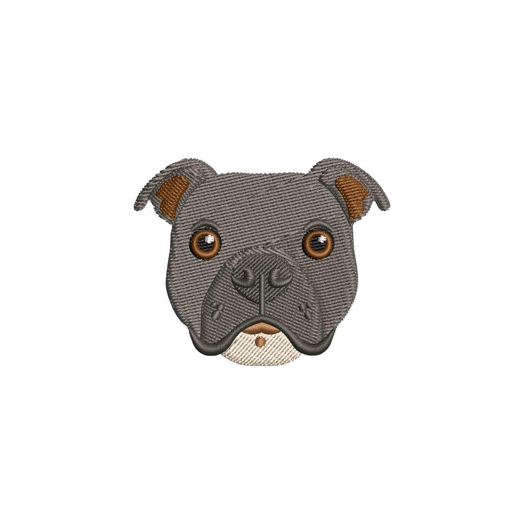Mini Staffordshire Bull Terrier Face Embroidery Design, Dog Face ...