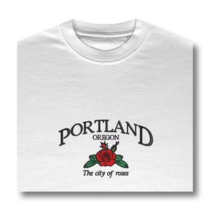 Portland Oregon Machine Embroidery Design With Red Rose - Etsy