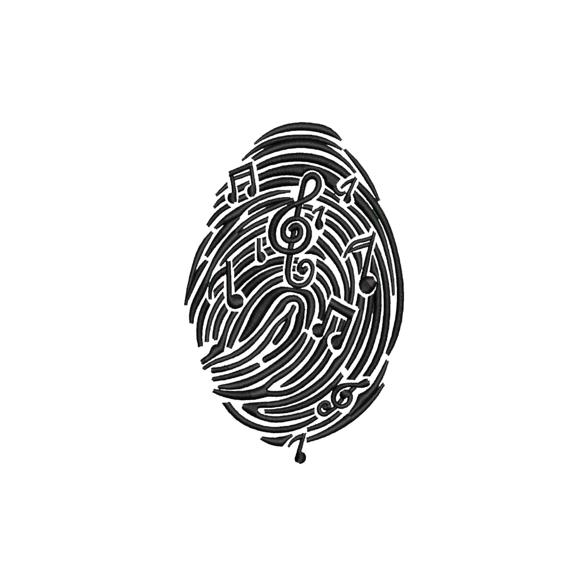 Music Fingerprint Embroidery Design: Treble Clef, Musical Notes ...