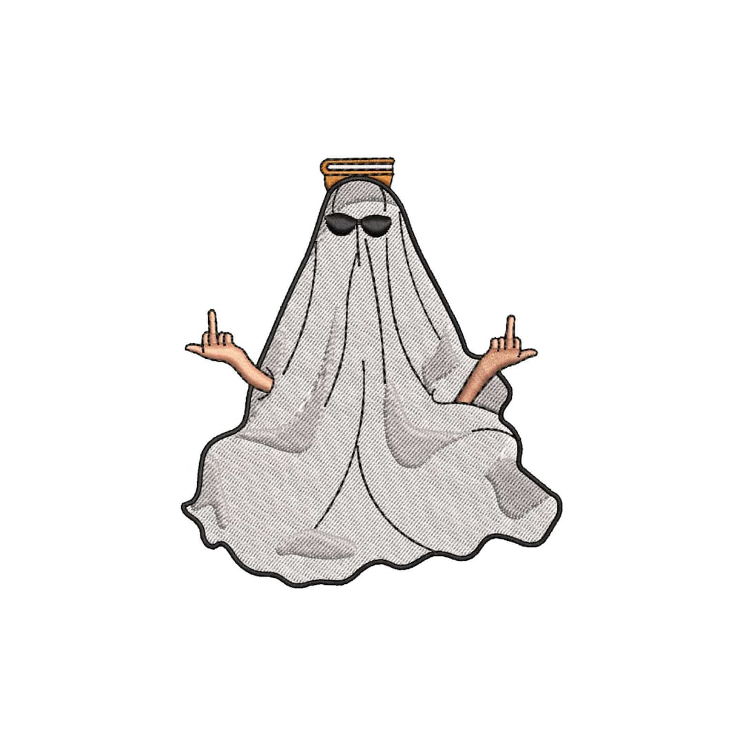 Middle Finger Ghost Embroidery Design: Spooky Halloween File - Etsy
