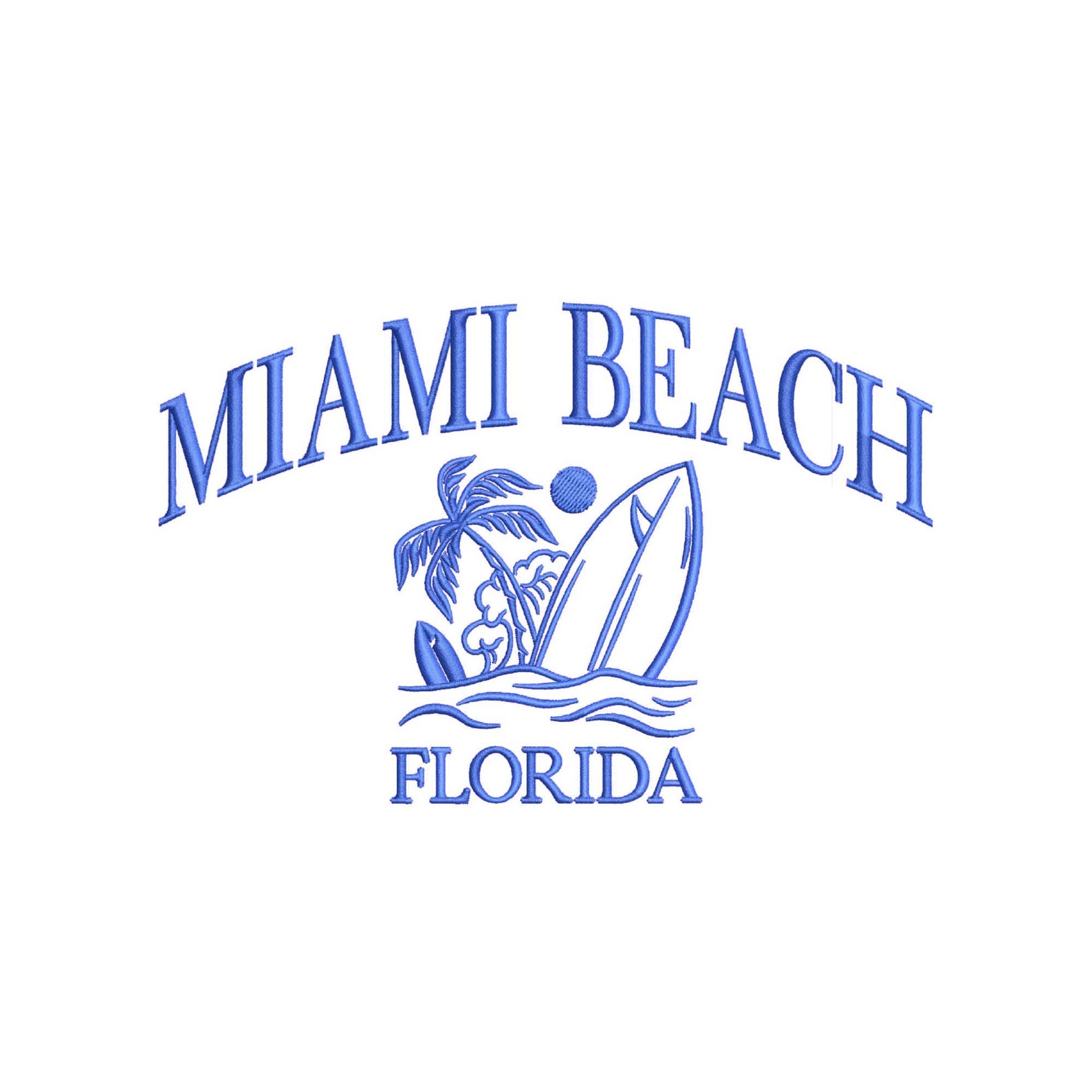 Miami Beach Florida Embroidery Design, Surfing Logo Machine Embroidery ...