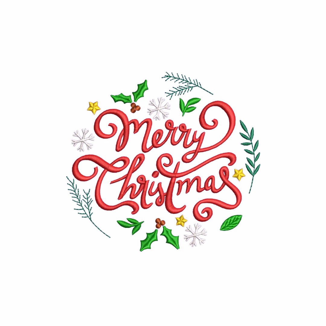 Merry Christmas Machine Embroidery Design - Etsy