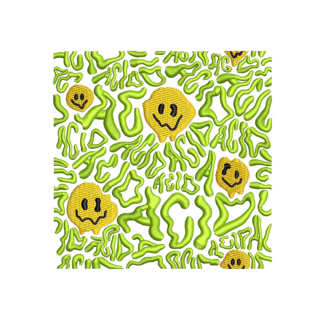 Acid Smiley Machine Embroidery Designs, Embroidery Pattern, Smiley Face ...