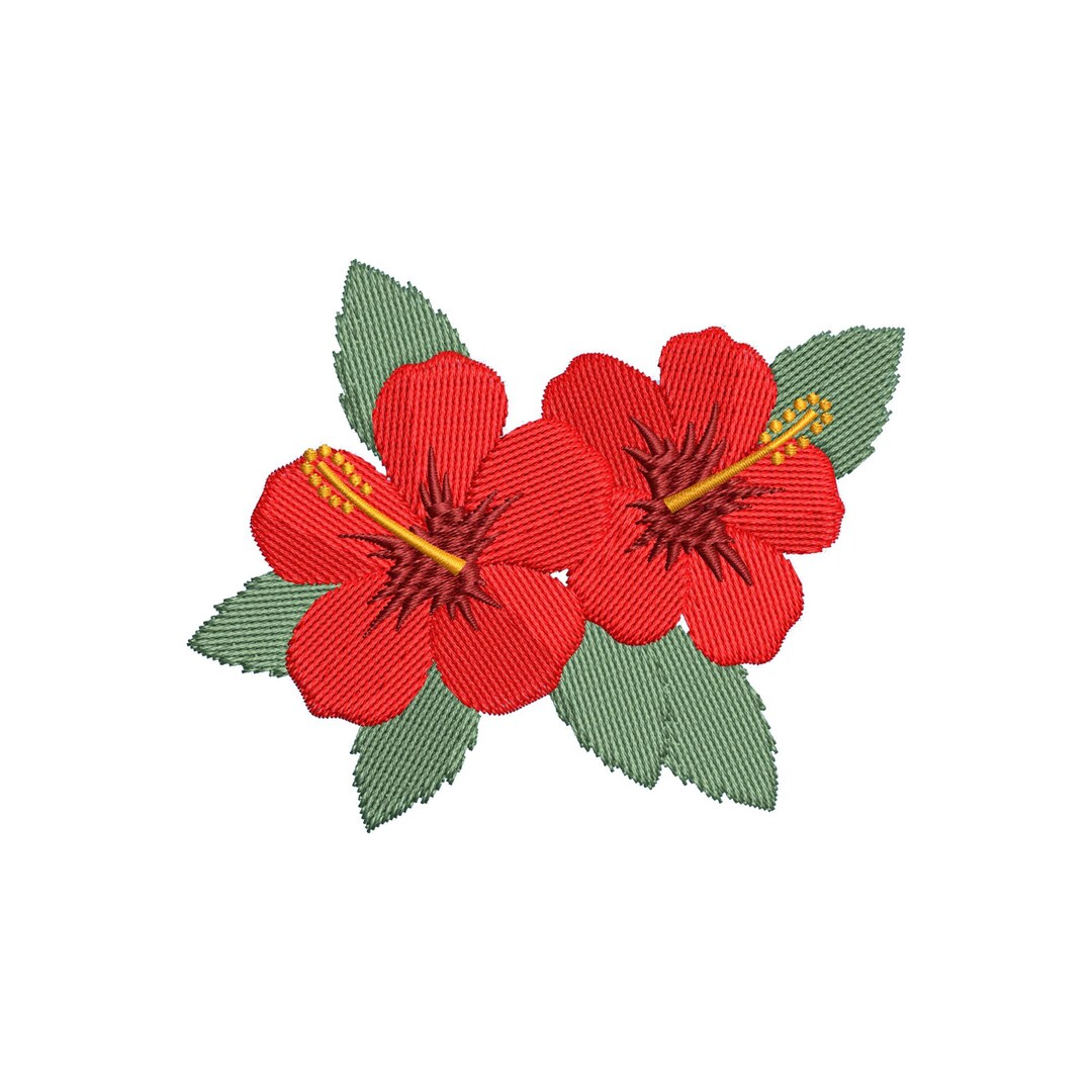 Hibiscus Flower Embroidery Design, Hawaiian Tropical Floral Machine ...