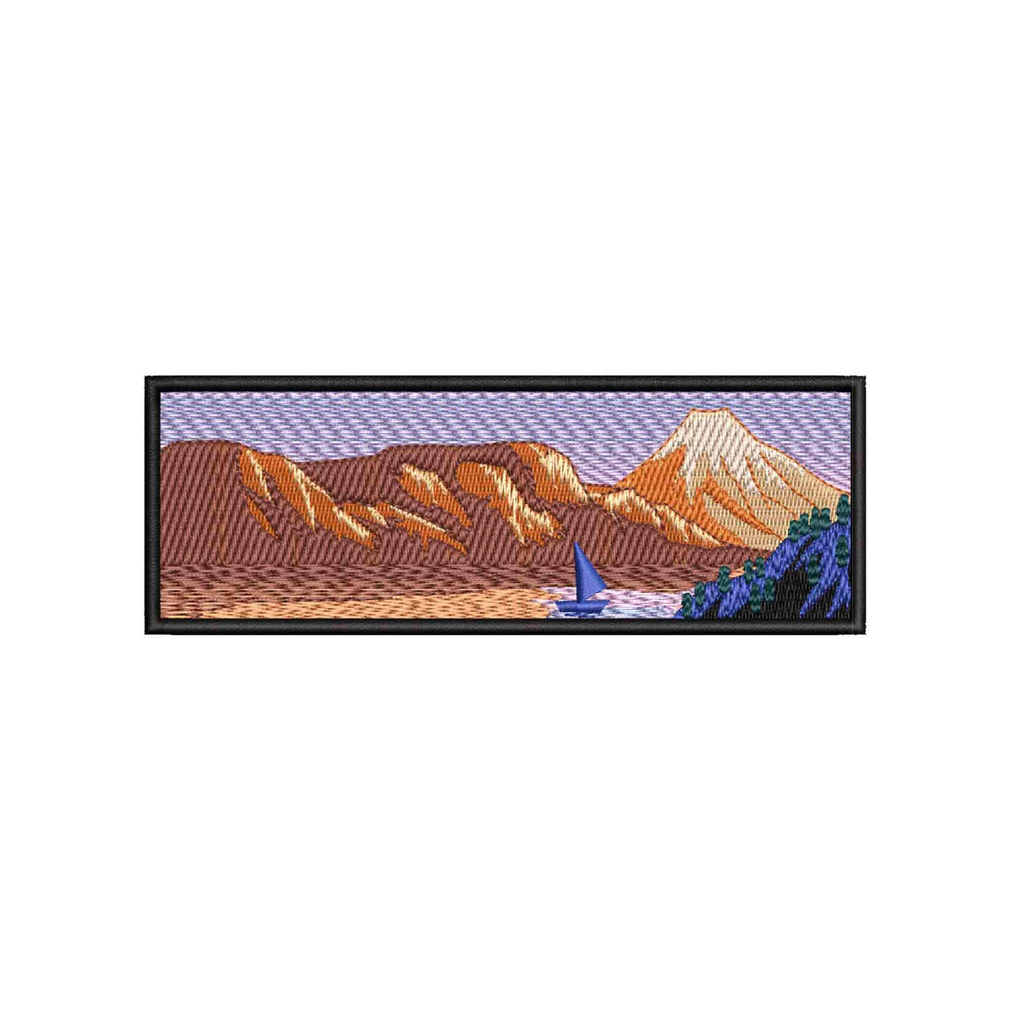 Mountains Embroidery Design, Sunset Embroidery, Nature Embroidery ...