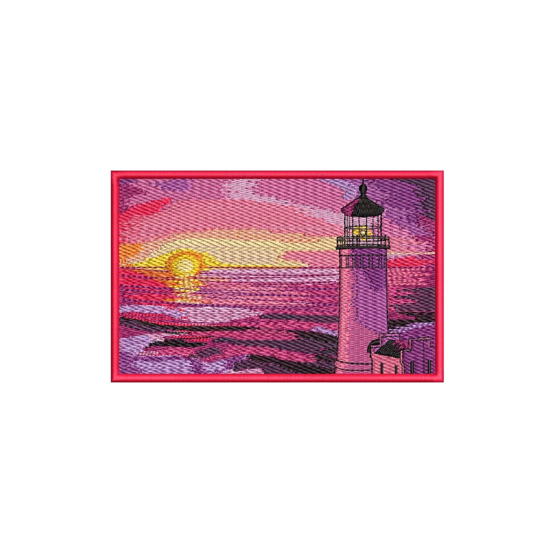 Lighthouse Sunset Embroidery Design – Coastal Landscape Machine ...