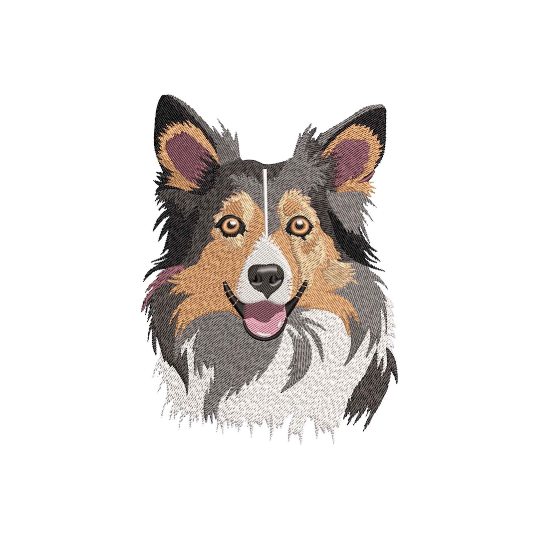 Border Collie Embroidery Design, Dog Face, Collie Embroidery Pattern ...