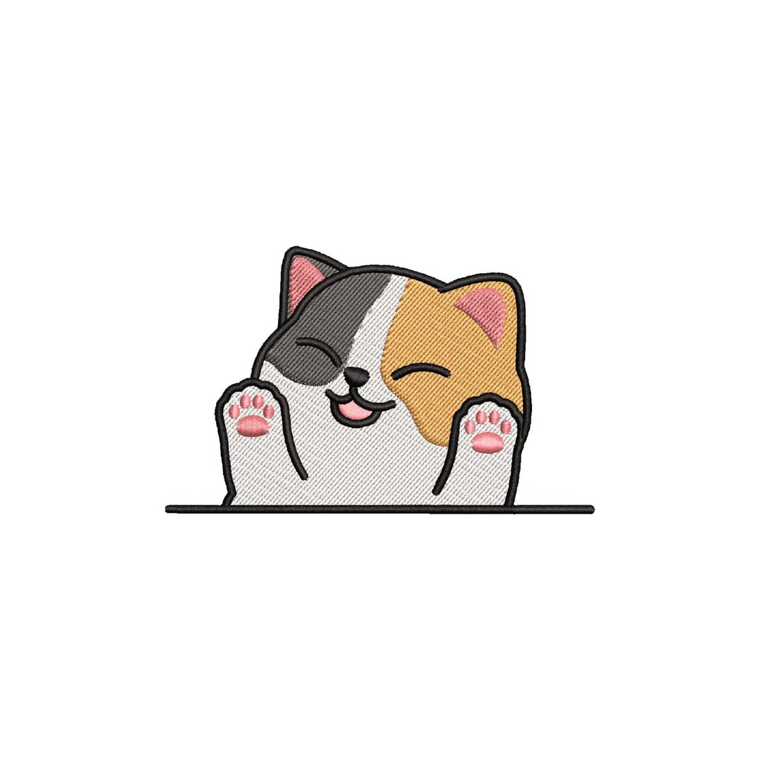Cute Cat Machine Embroidery Design - Etsy