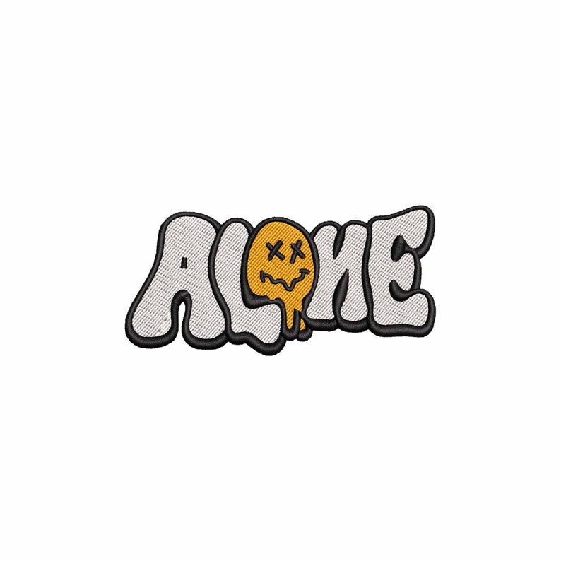 Alone Smiley Embroidery Design, Melting Smiley Face, Embroidery Files ...