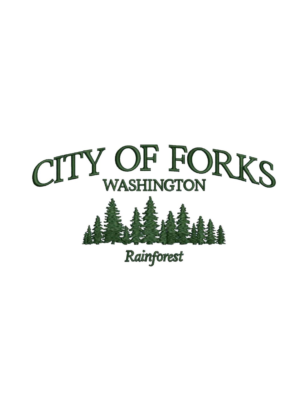 City of Forks Washington Embroidery Design: Rainforest Scene, Machine ...