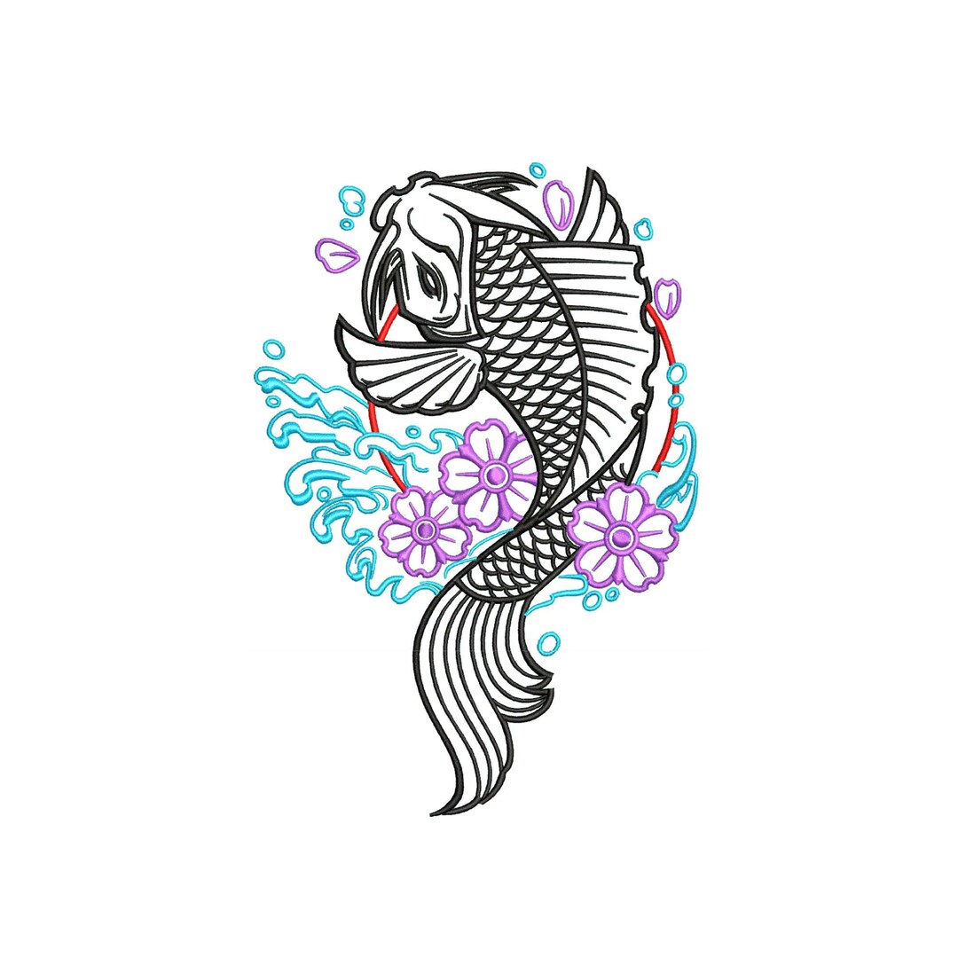 Koi Fish Embroidery Design: Japanese Art Pattern (digital Download) - Etsy