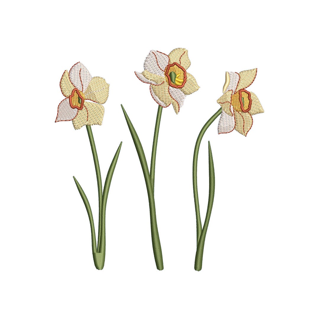 Daffodil Flower Embroidery Design, Floral Machine Embroidery File ...