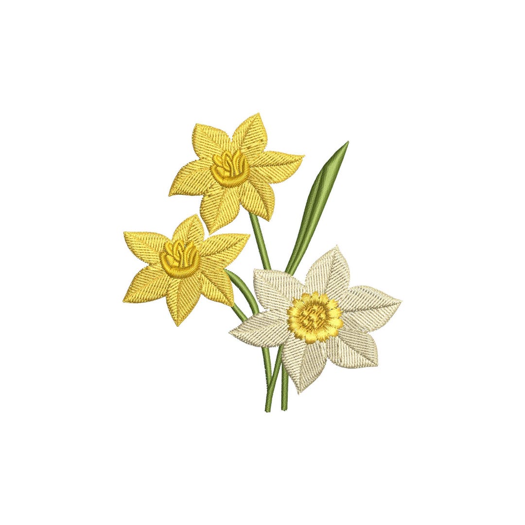 Daffodils Embroidery Design: Spring Floral Machine Embroidery (digital ...