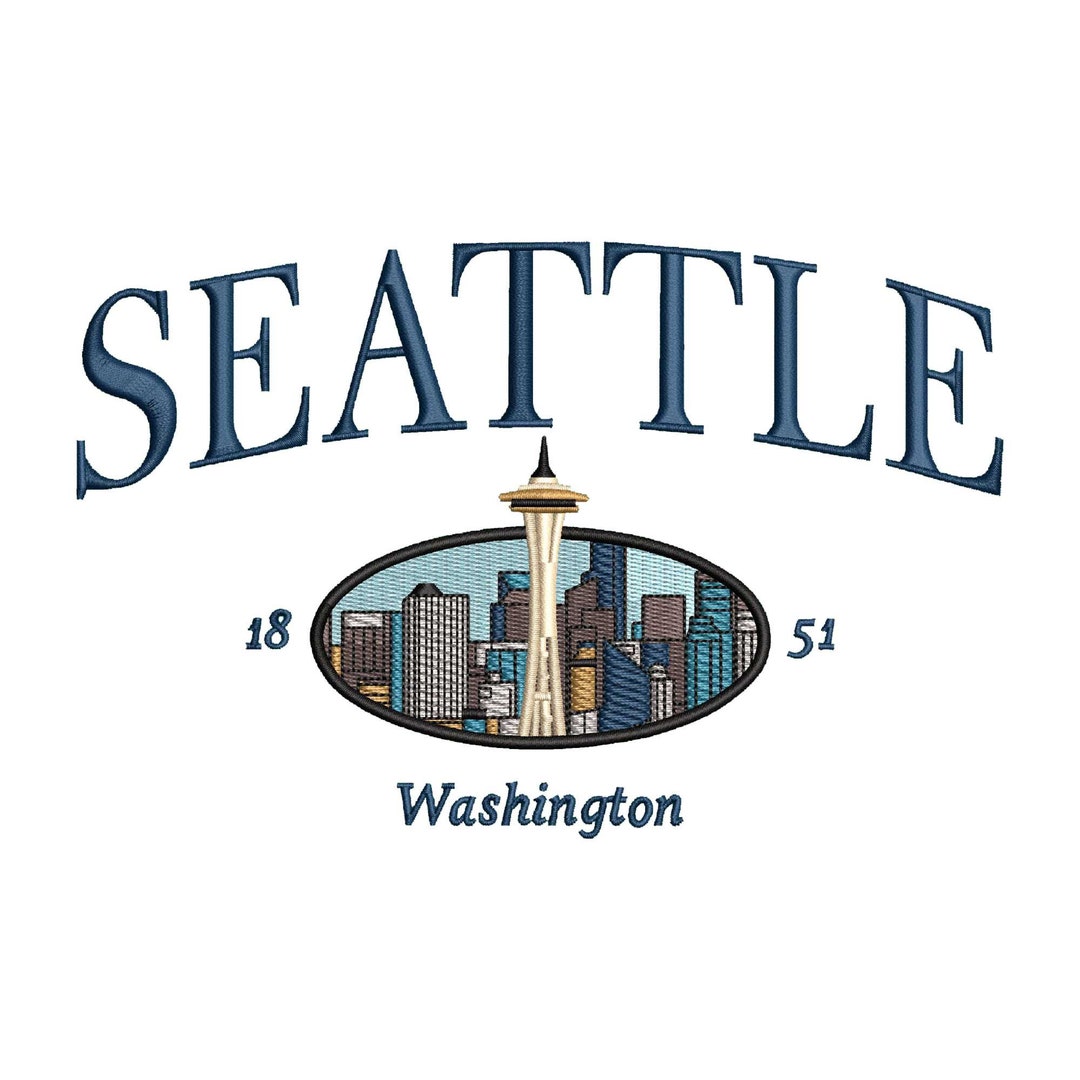 Seattle Embroidery Design, Washington State Embroidery Files, USA ...