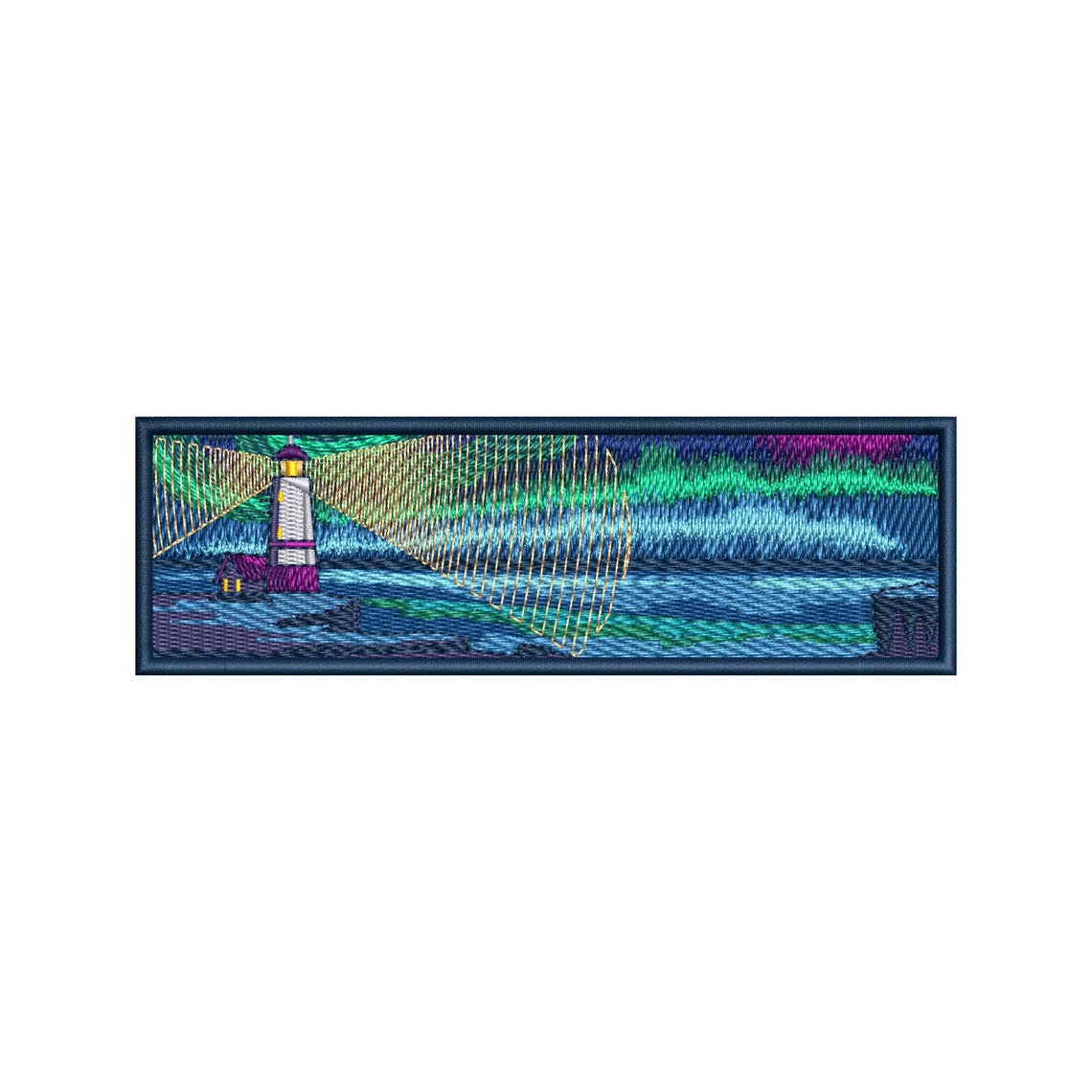 Lighthouse With Northern Lights Machine Embroidery Design - Etsy