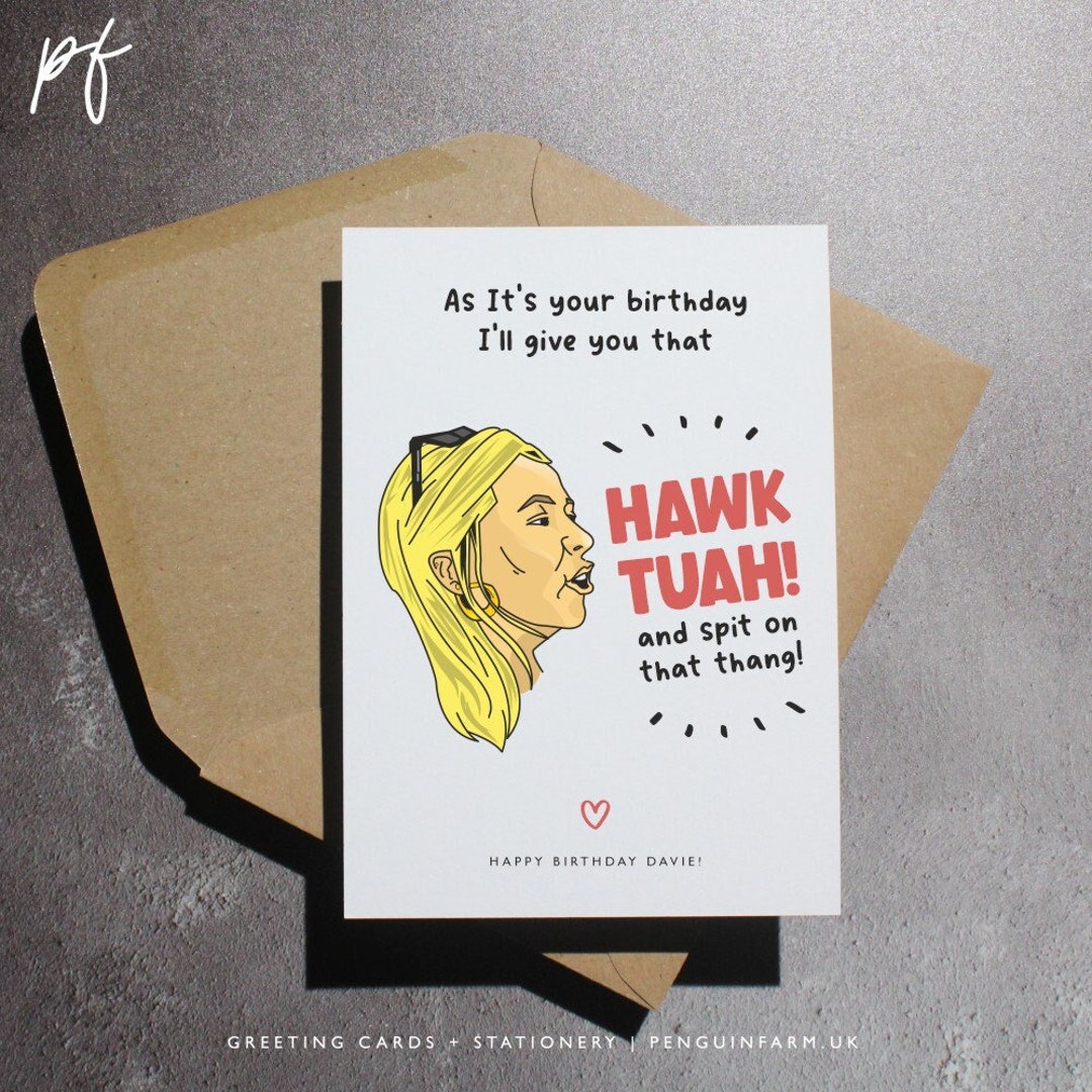 Hawk Tuah Birthday Card for Husband Greeting Cards, Custom Cards ...